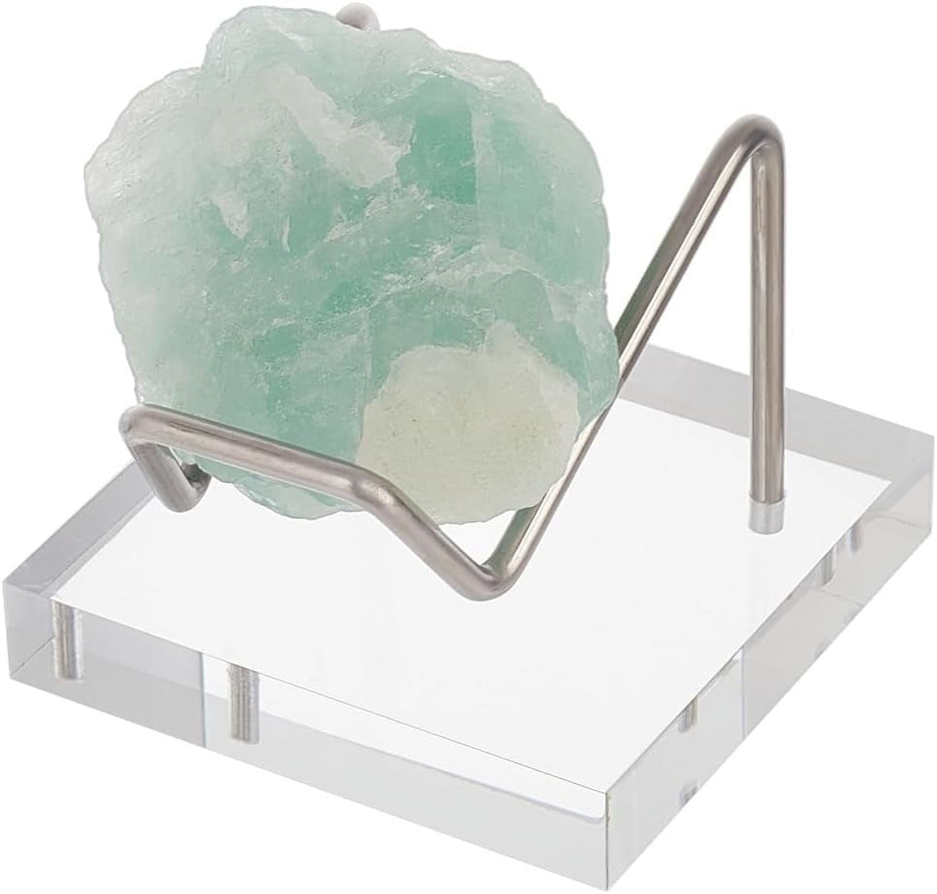 Square Clear Acrylic Base Stainless Steel Arm Mineral Specimens Display ...