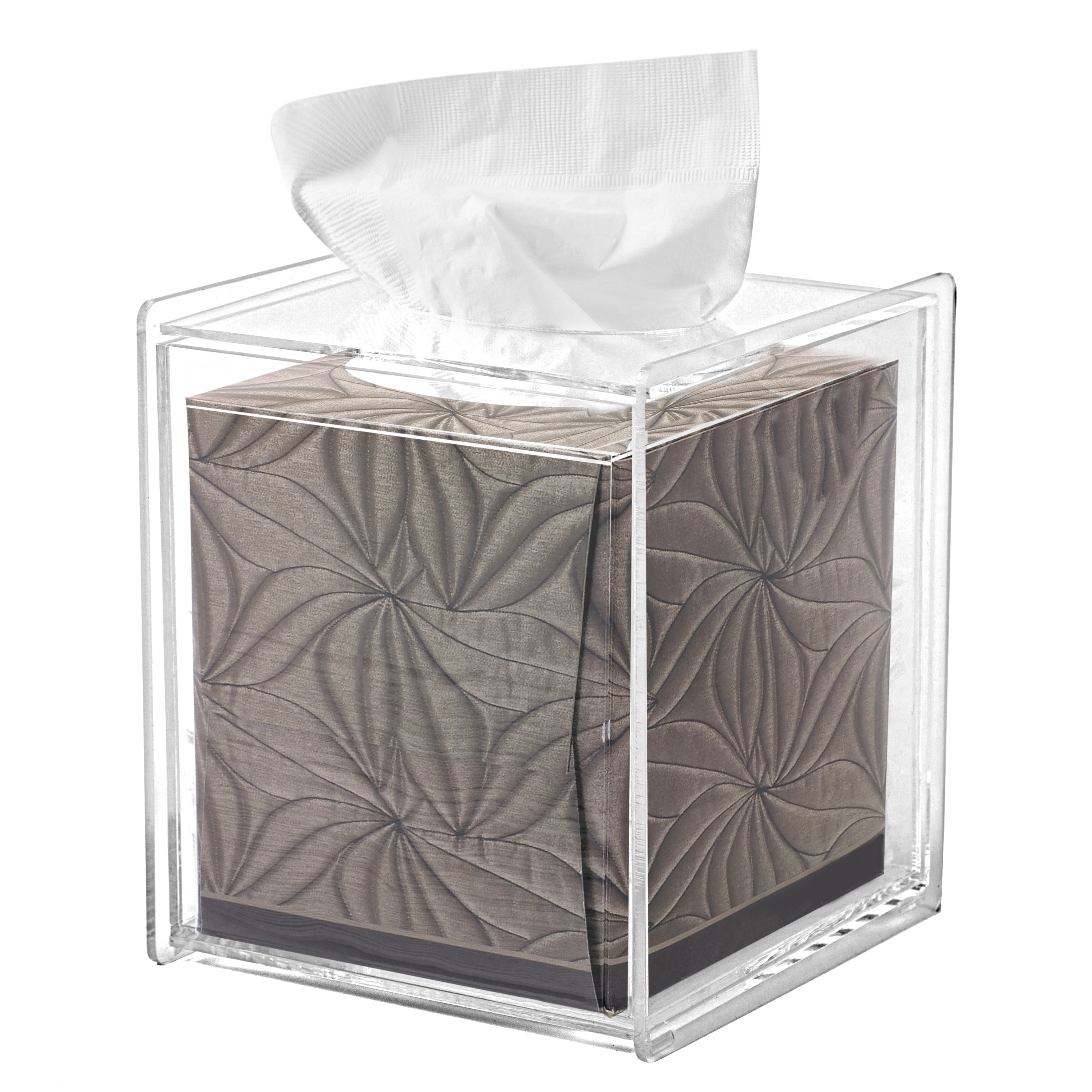 Square Clear Acrylic Bathroom Tissue Box Cover and Napkin Dispenser ...
