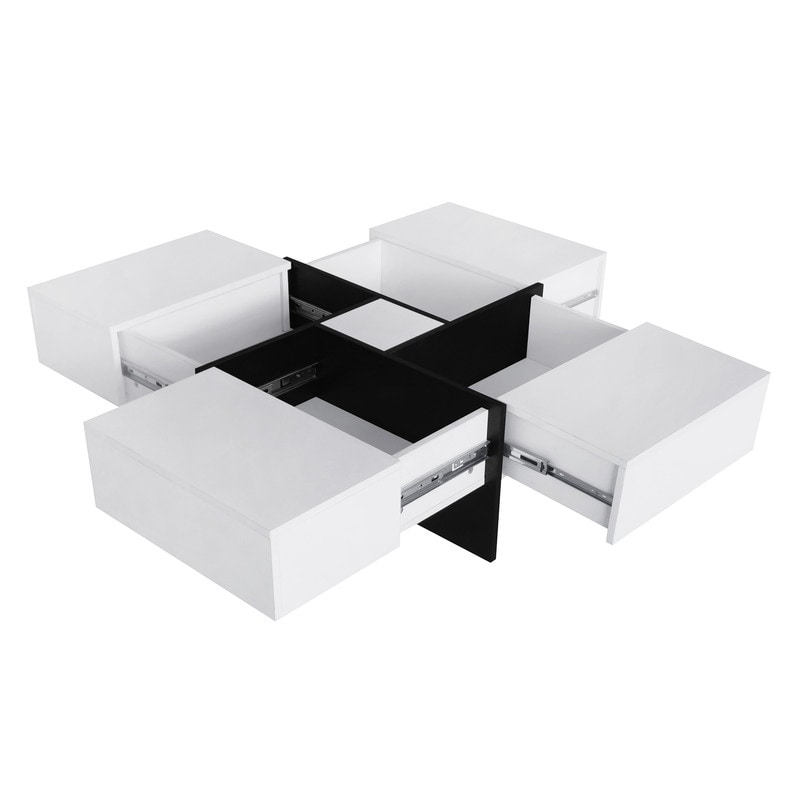 Square Cocktail Table,Unique Design Coffee Table with 4 Hidden Storage ...