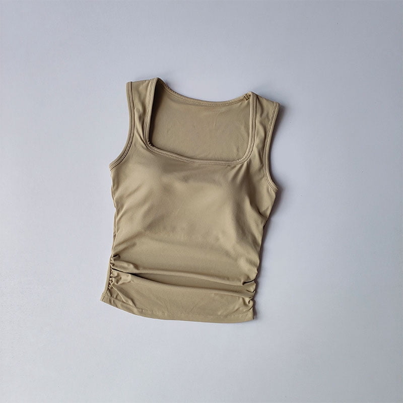 Square Collar Fixed One-piece Sports Vest for Women Running Breast ...