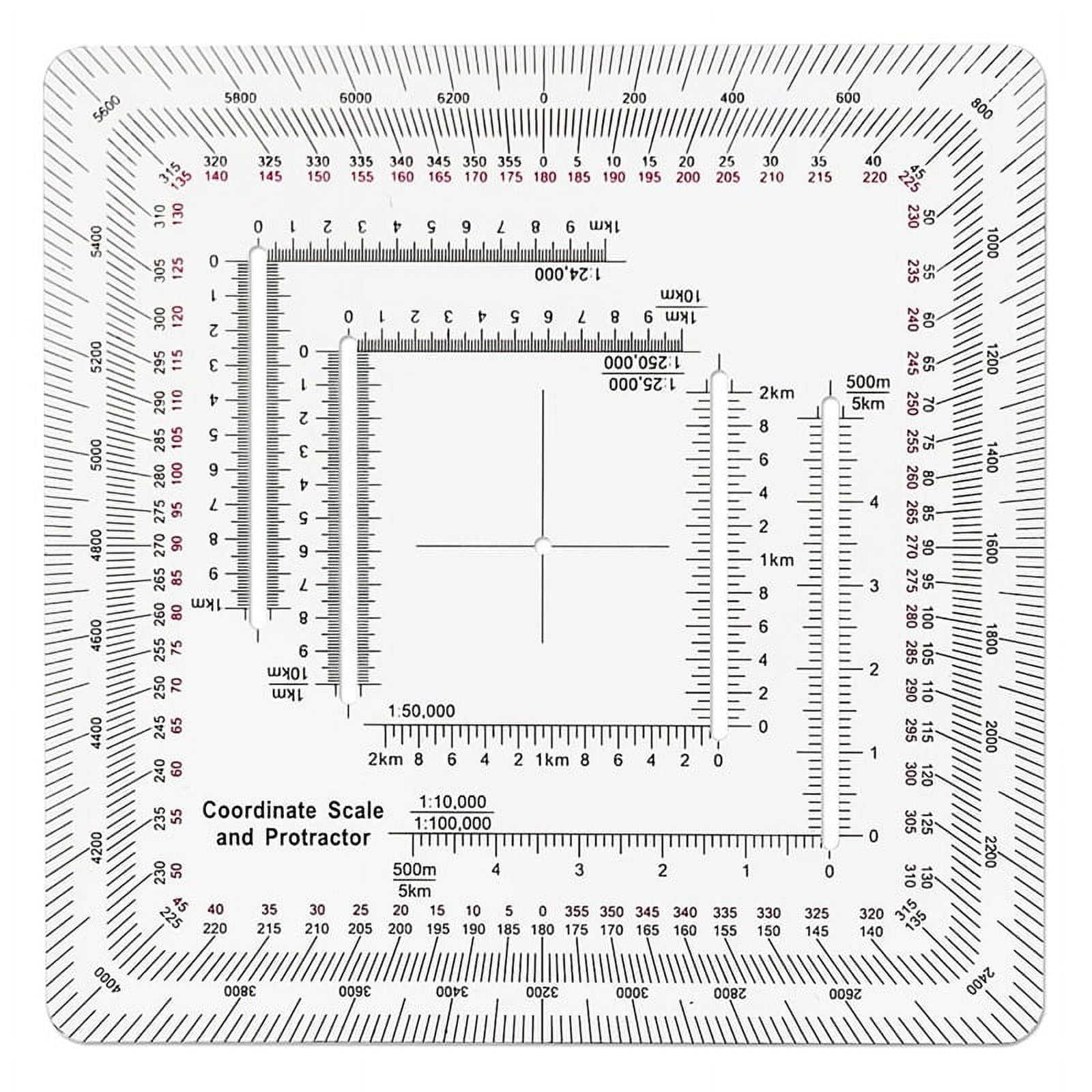 Square Coordinate Scale Protractor for Land Navigation, Style UTM/MGRS ...