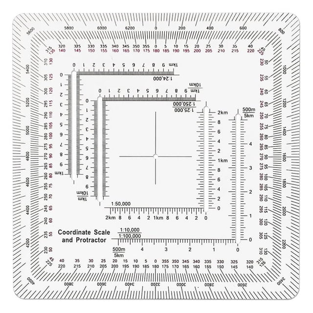 Square Coordinate Scale Protractor for Land Navigation, Style UTM/MGRS ...