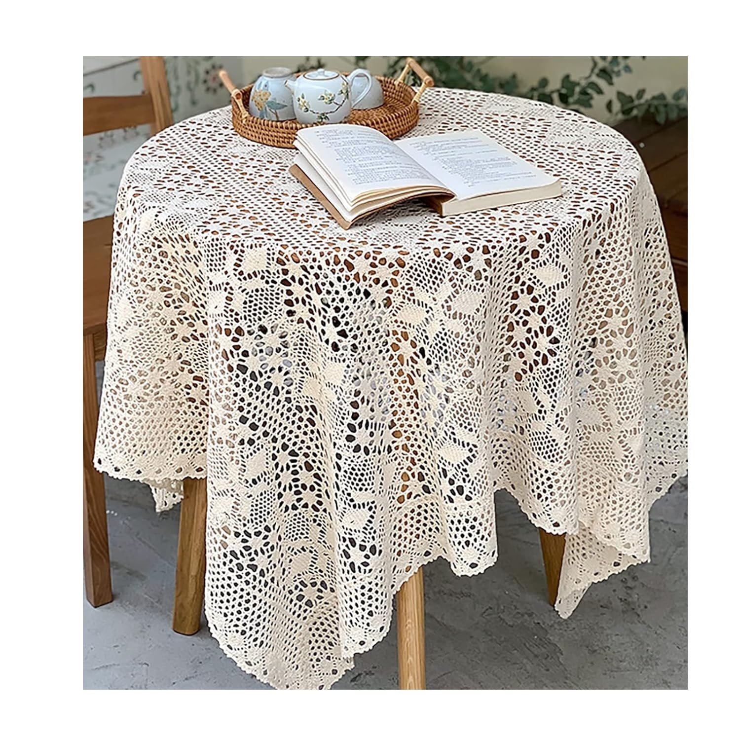 Square Cotton Handmade Crochet Lace Tablecloth Desktop Doilies for ...