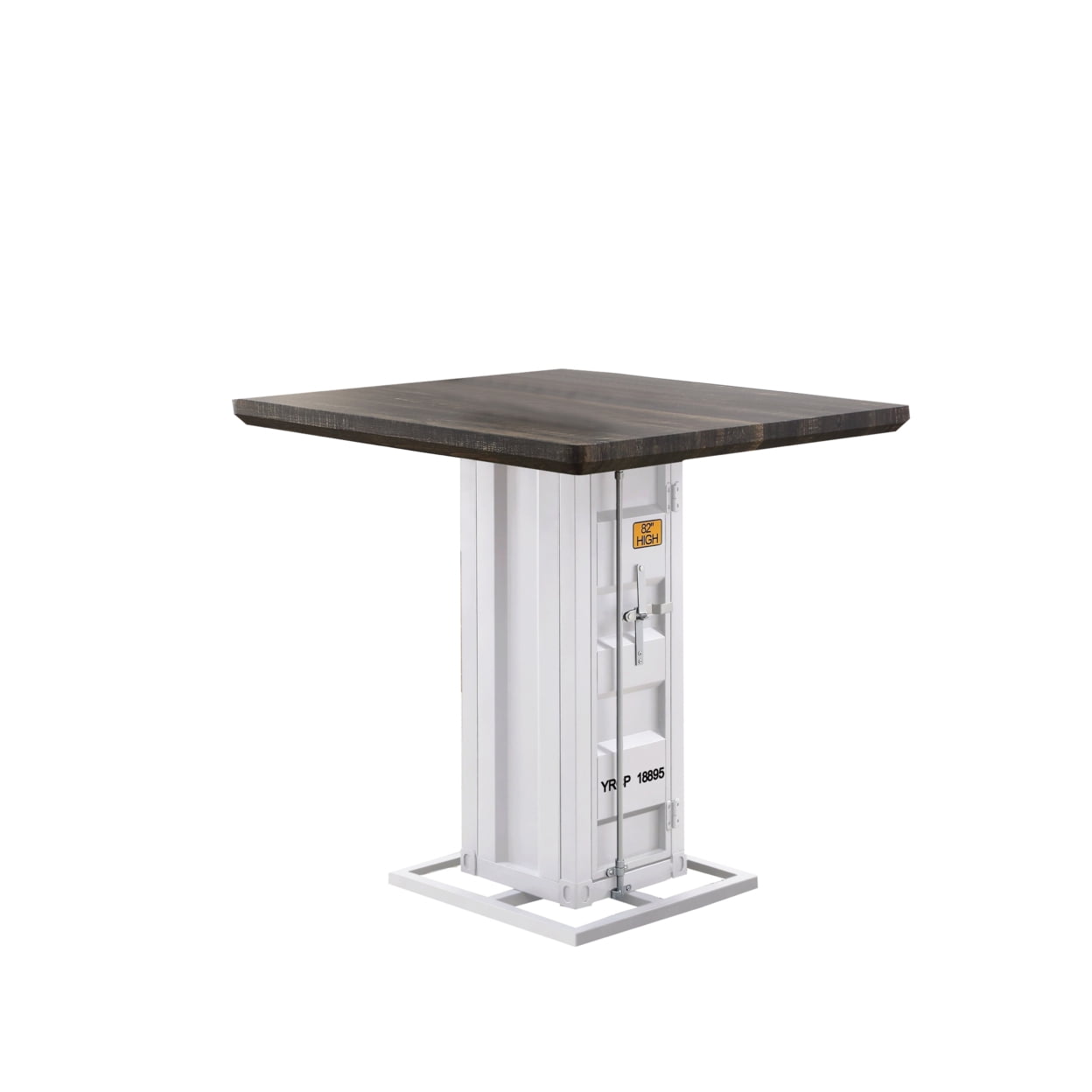 Square Counter Height Table with Recessed Pedestal Base White and Brown ...