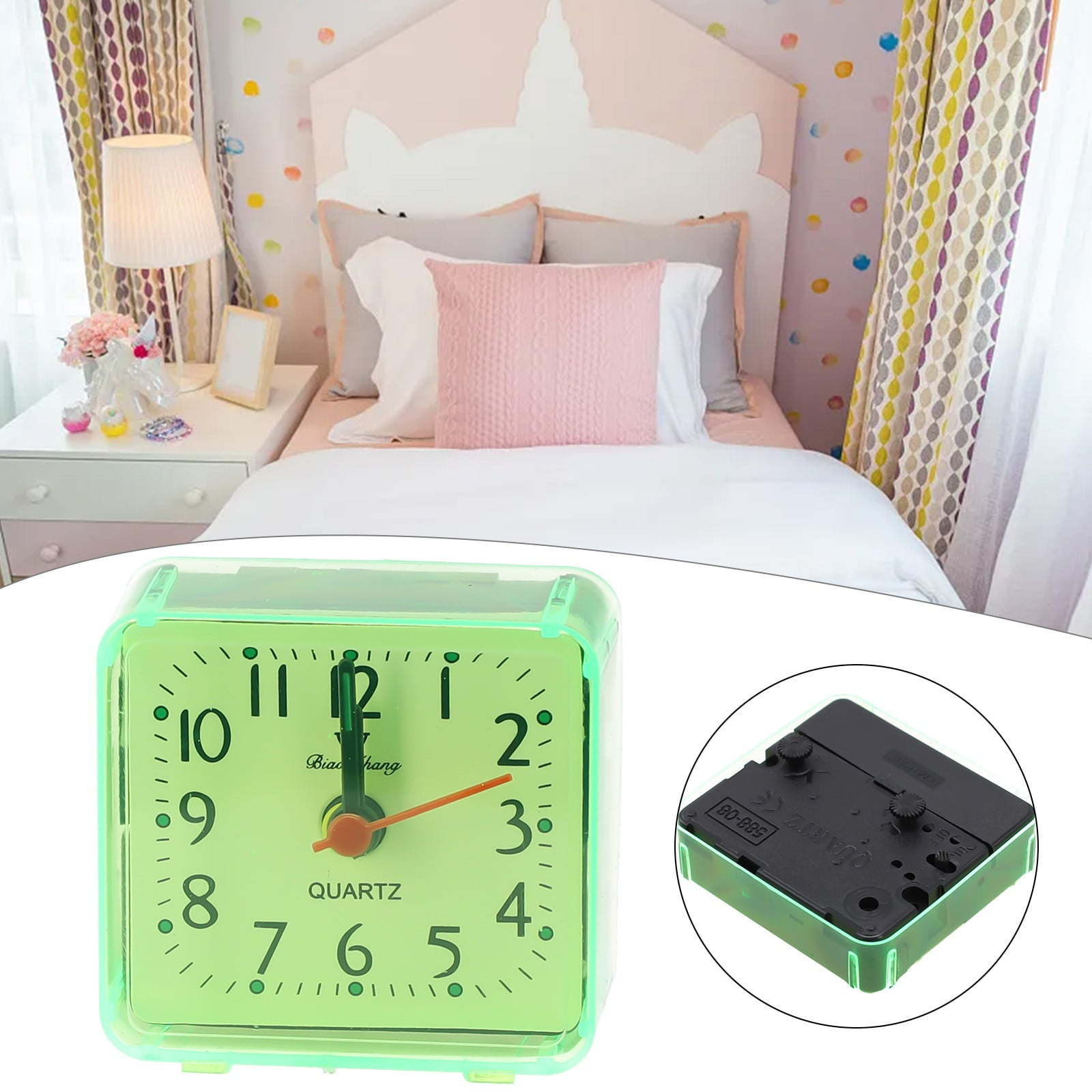 Square Crystal Alarm Clock With Beeping Sound Quartz Battery Operated ...