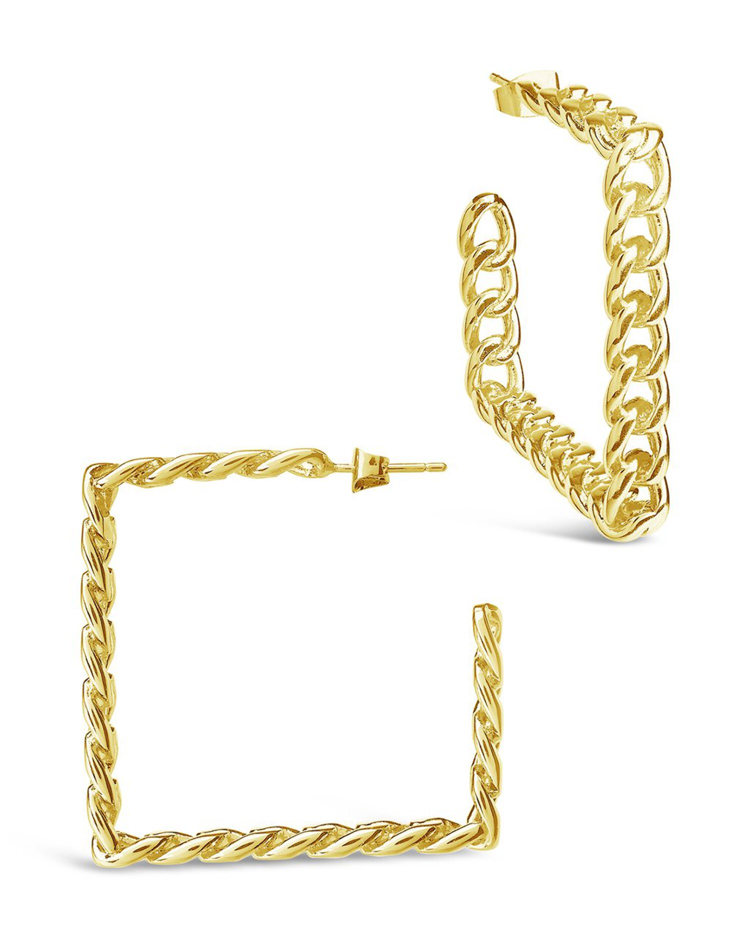 Square Cuban Link Hoops - Walmart.com