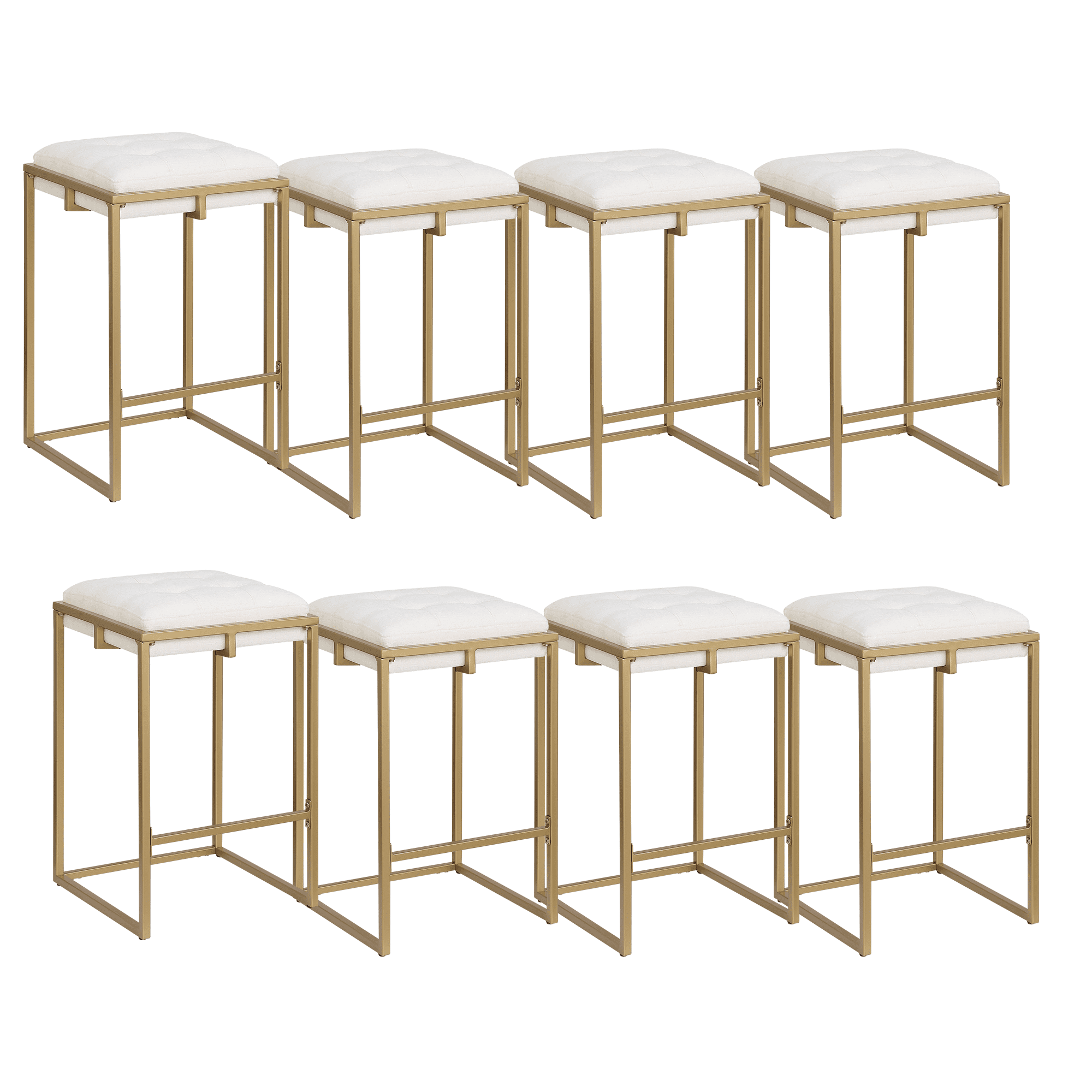 Square Cushion Chenille Dining Chairs, Bar Stools without Back, Metal ...