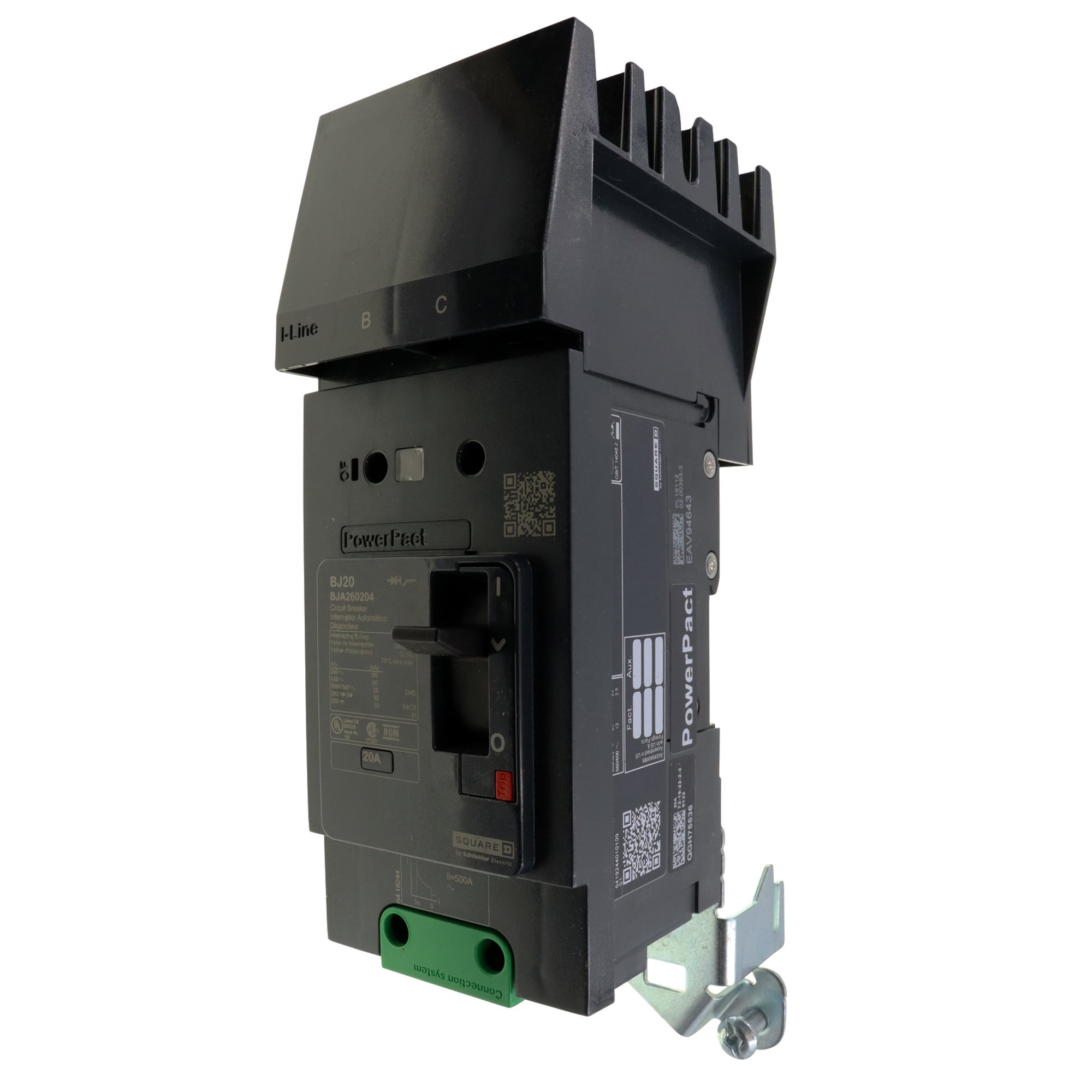 Square D BJA260204 2-Pole Circuit Breaker, Thermal Mangnetic, 20A, 600V ...