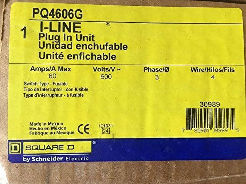 Square D Busway Plug In Unit,60A,277/480/600V,4P PQ4606G - Walmart.com