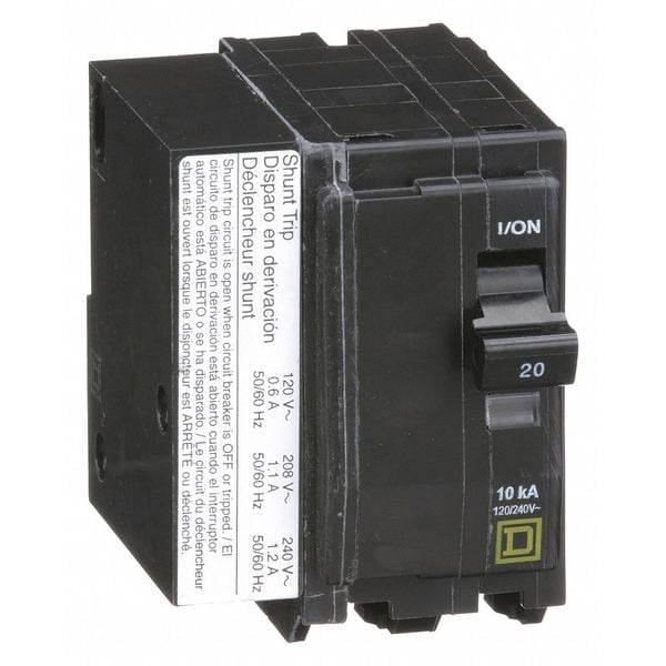 Square D Circuit Breaker,20A,Plug In,120/240V,2P QO2201021 - Walmart.com