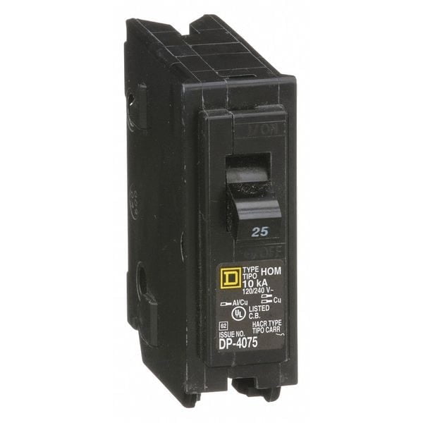 Square D 25A Miniature Circuit Breaker, Plug In, 120V, Single Phase, 1P ...