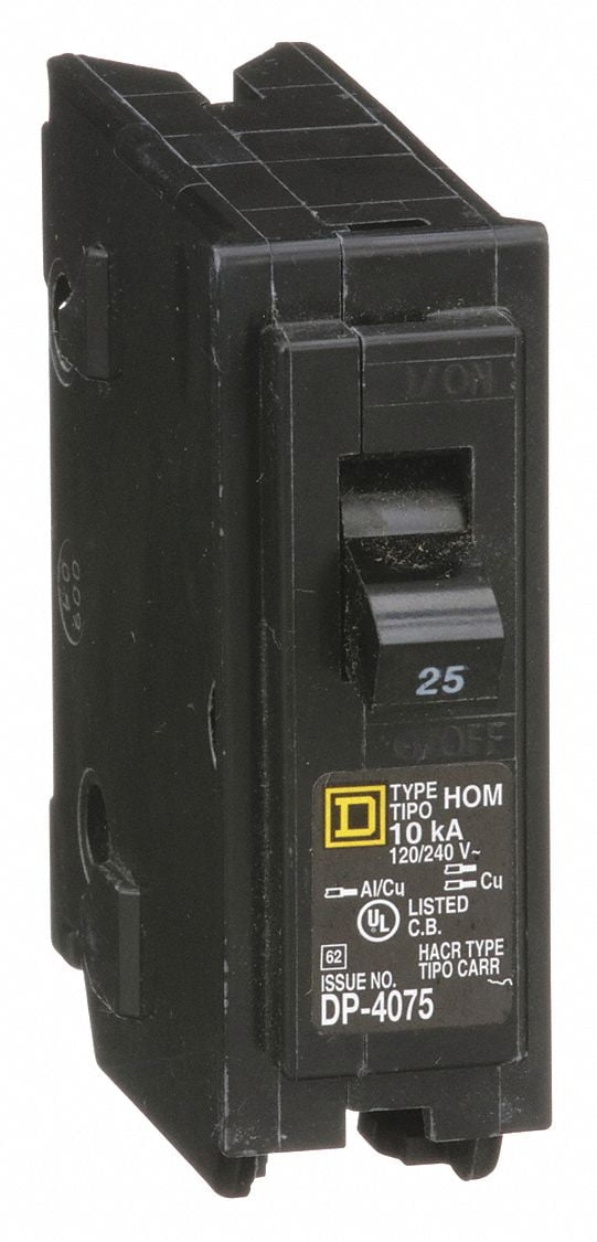 Square D Circuit Breaker,25A,Plug In,120V,1P HOM125 - Walmart.com