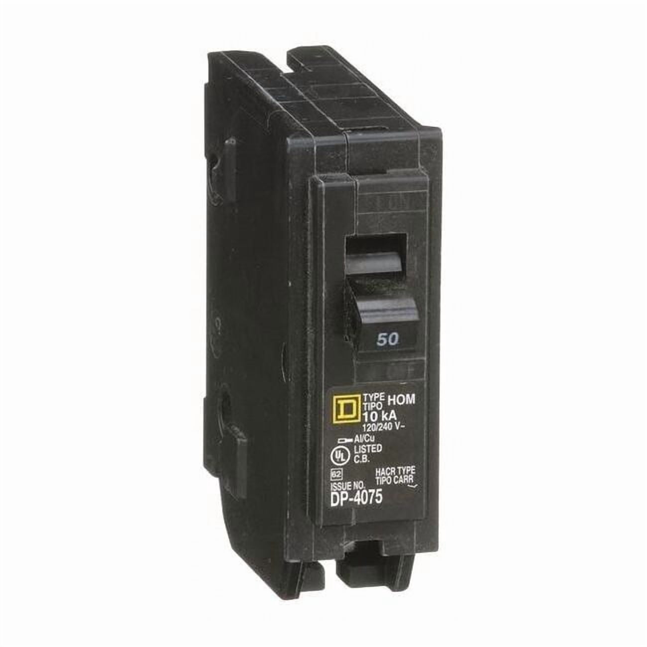 Miniature Circuit Breaker, HOMELINE Series, 50A, 1 Pole, 120V AC, 10kA ...