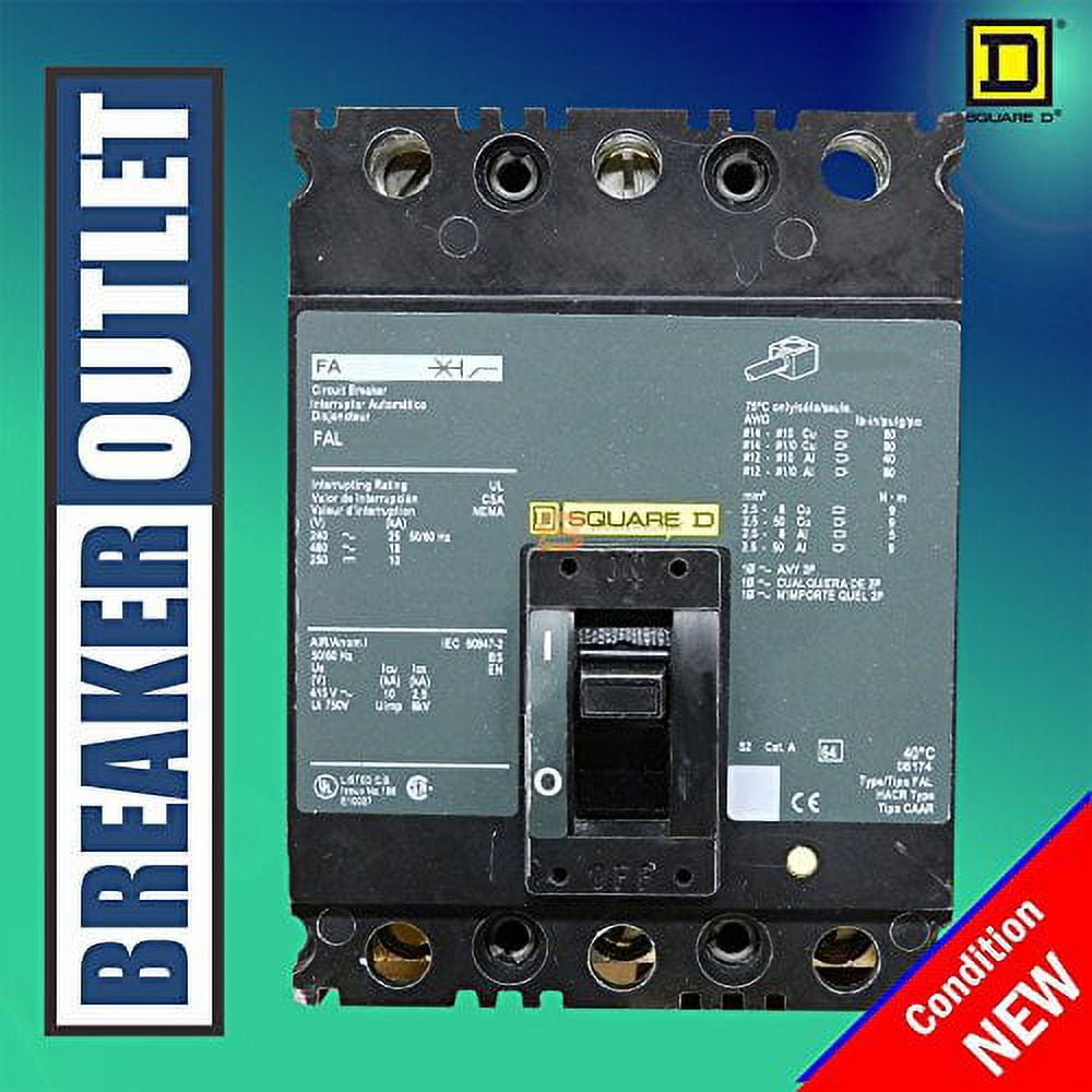 Square D FAL36100 3 Pole 100 Amp 600v Circuit Breaker FAL - Walmart.com