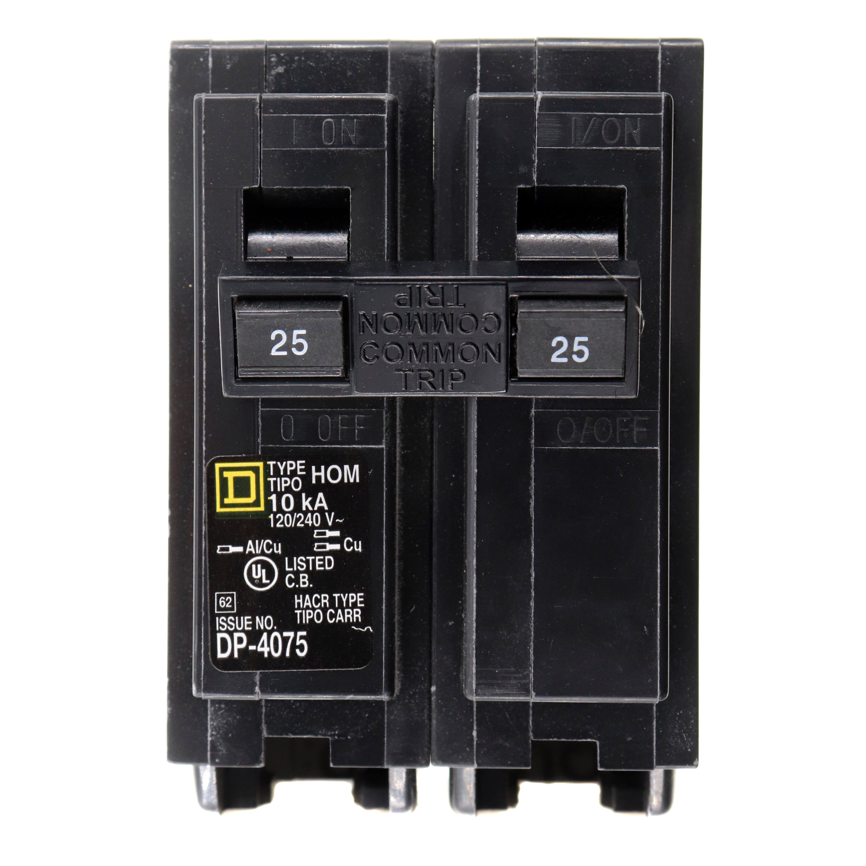 Square D HOM225 HomeLine Circuit Breaker, HOM-Type, 2-Pole, 120/240VAC ...