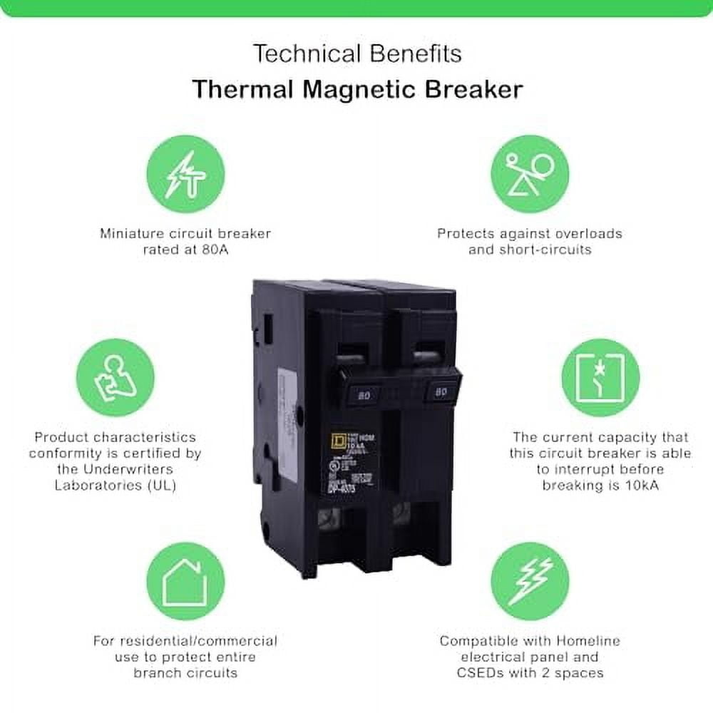Square D - HOM280CP Homeline 80-Amp Two-Pole Circuit Breaker - Walmart.com