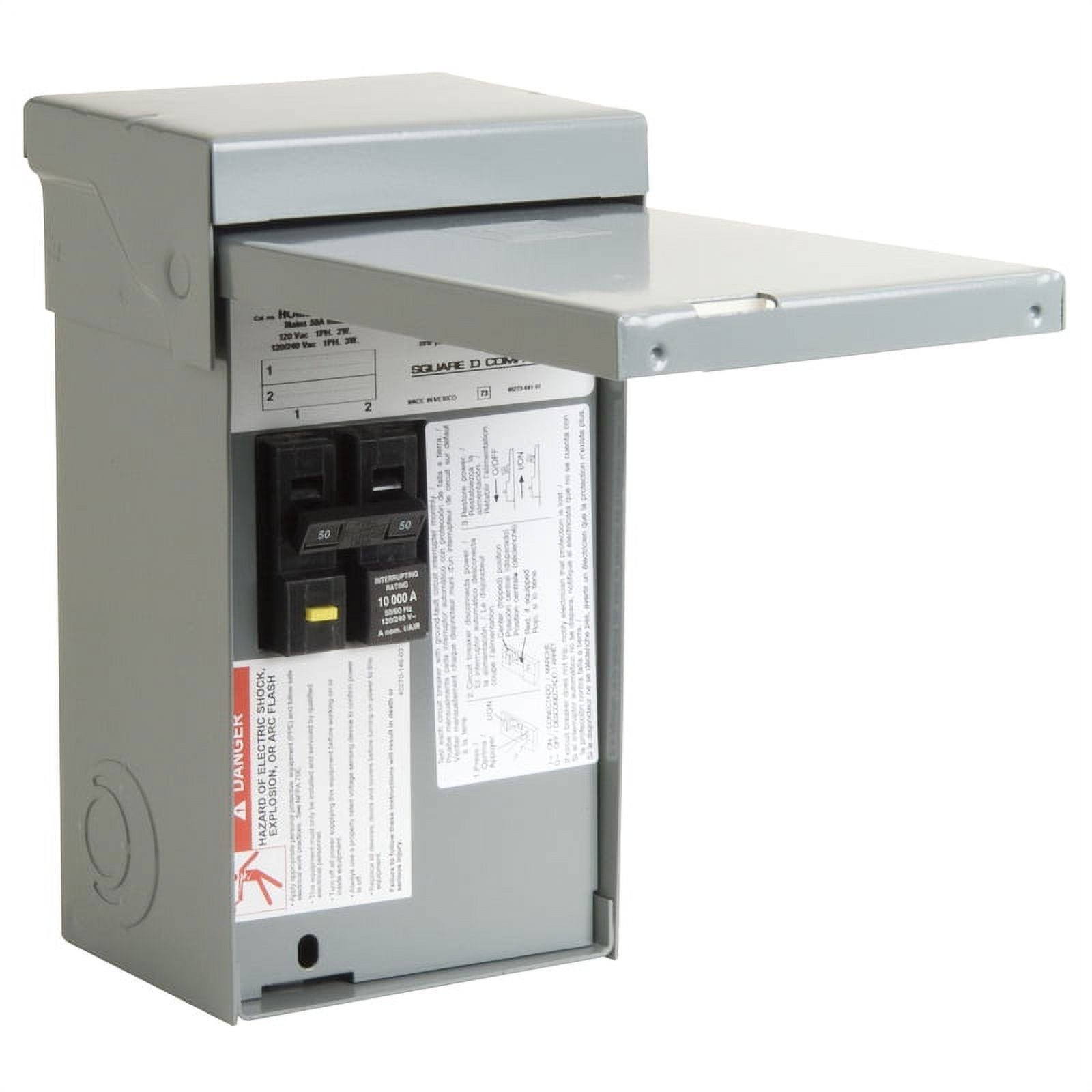 Square D Homeline 50A 2-Space 2-Circuit Outdoor Spa Panel Main Lug Load ...