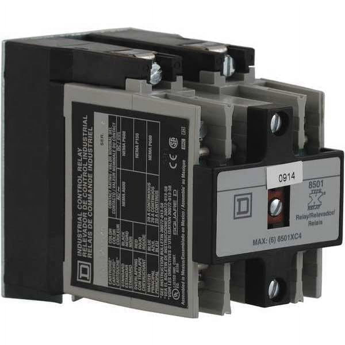 Square D NEMA Control Relay, 4NO, 110/120VAC, 20A 8501XMO40V02 ...