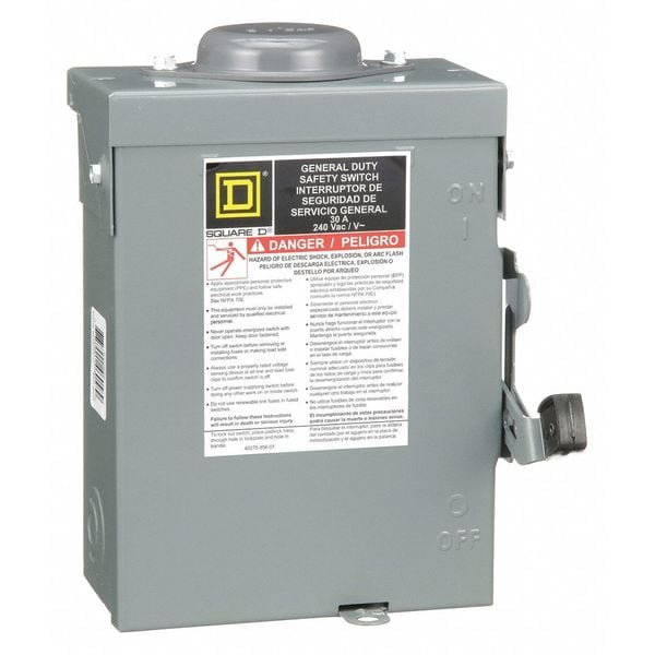 Square D Safety Switch, Fusible, 30 A, Steel D221NRB - Walmart.com