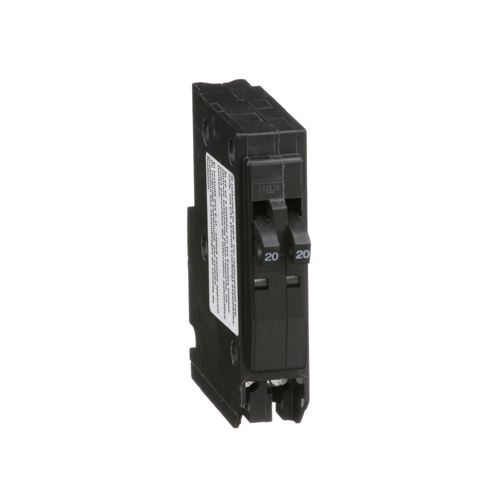 Square D - Tandem Mini Circuit Breaker, QO, 1 Pole at 20A, 120/240VAC, 10kA, Plug in Mount, Clam ...