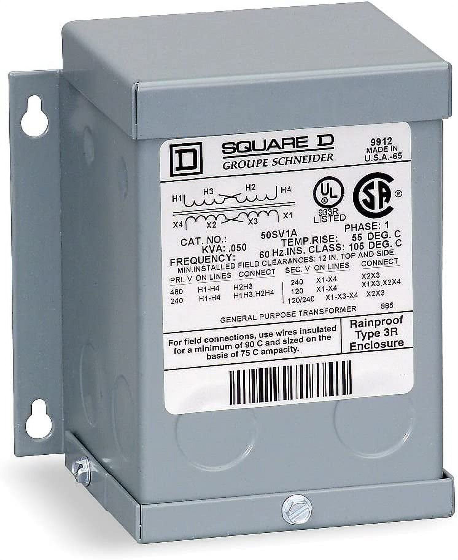 Square D Transformer,10kVA,240VAC, 480VAC 10S1F - Walmart.com