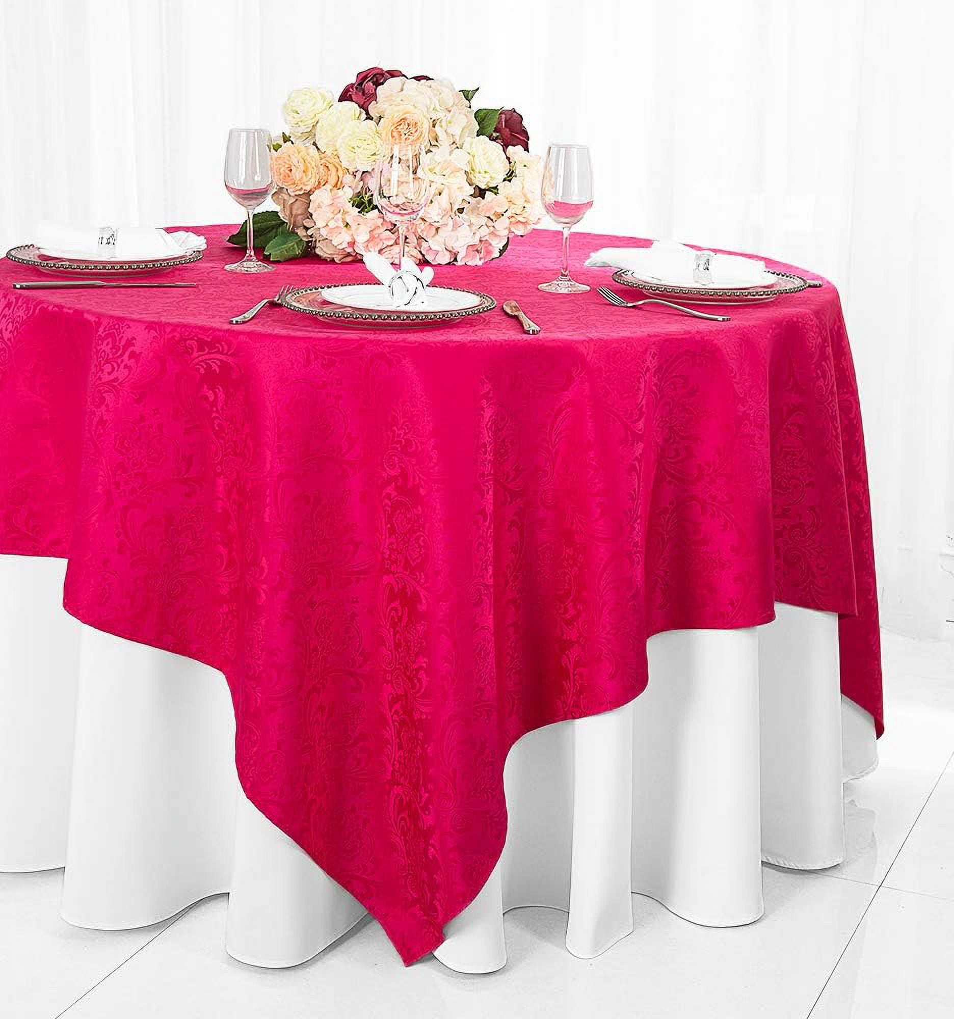 Square Damask Jacquard Polyester Table Overlays Toppers Tablecloths ...