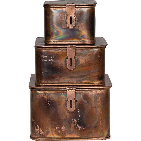 DecMode White Marble Decorative Box with Gold Bar Handles, 3 Count ...