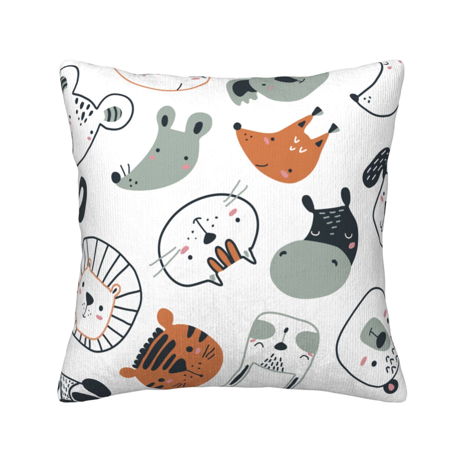 Square Decorative Throw Pillow Covers with Core, Animal Head Line ...