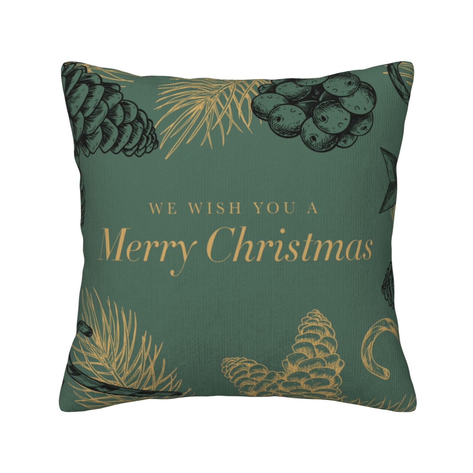 Square Decorative Throw Pillow Covers with Core, Christmas Pen Drawing ...