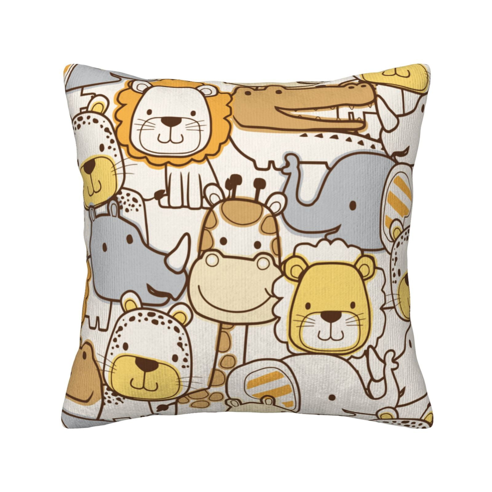 Square Decorative Throw Pillow Covers with Core, Cute Animal ...