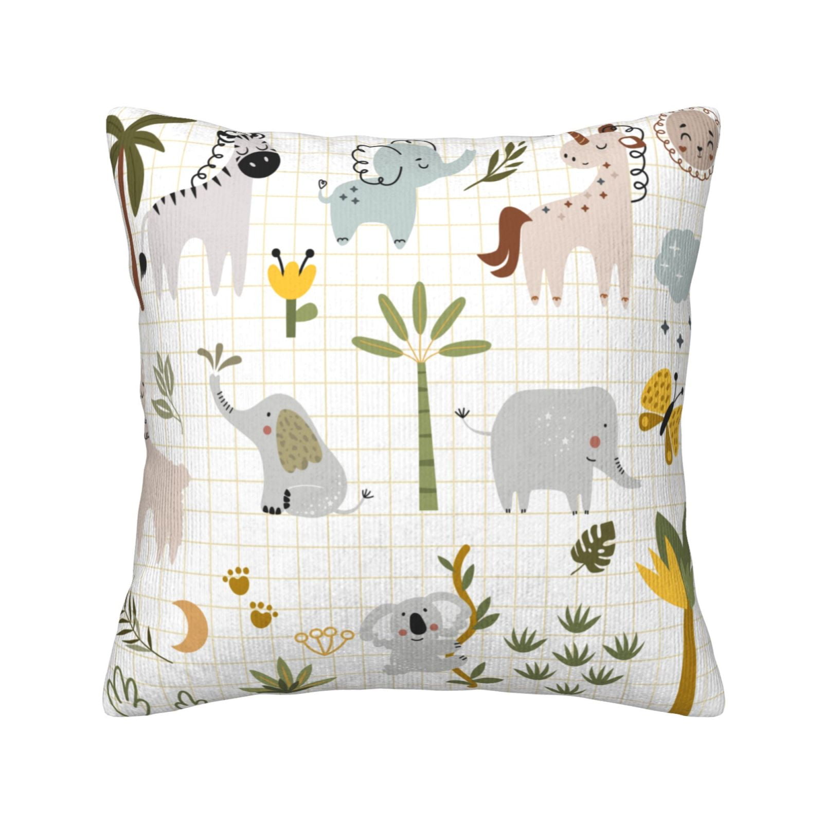 Square Decorative Throw Pillow Covers with Core, Cute Animal Stickers ...