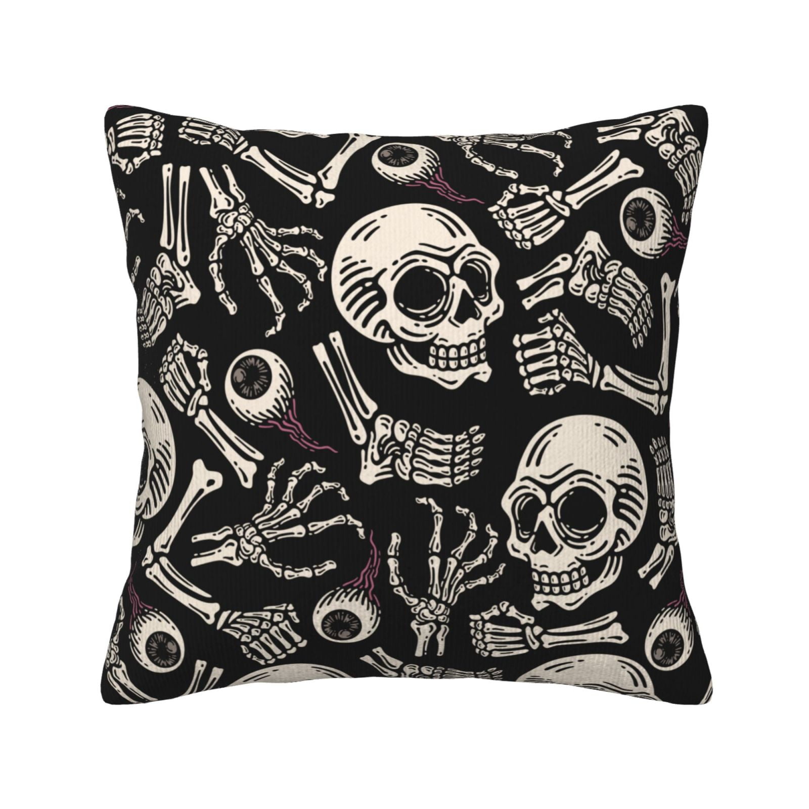 Square Decorative Throw Pillow Covers with Core, Eyeballs Skulls Bones ...