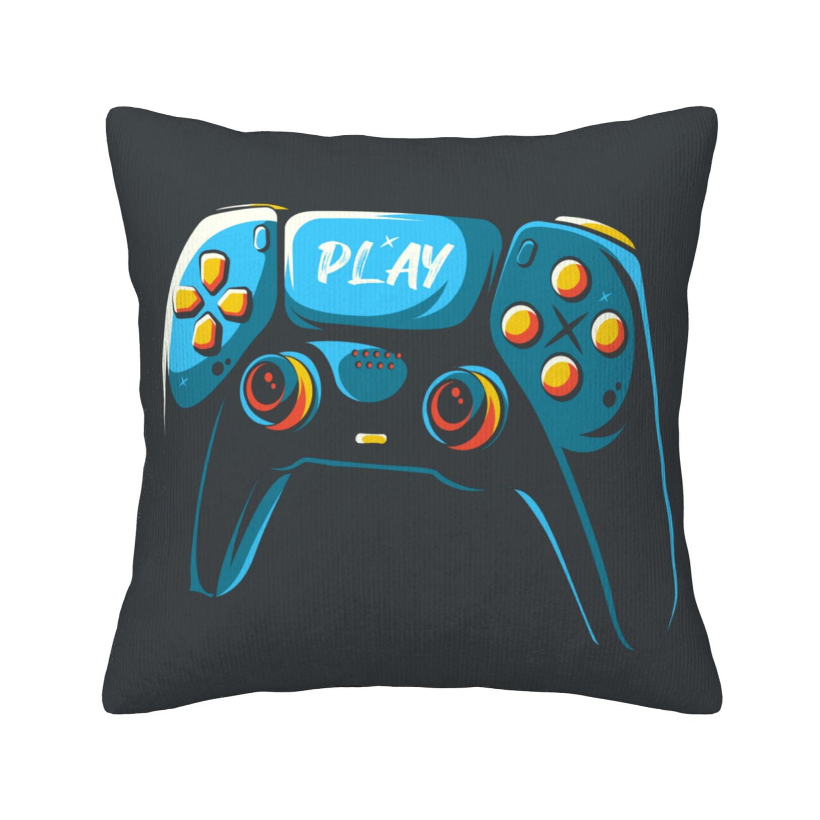 Square Decorative Throw Pillow Covers with Core, Game Controller Illustration Throw Pillows for ...