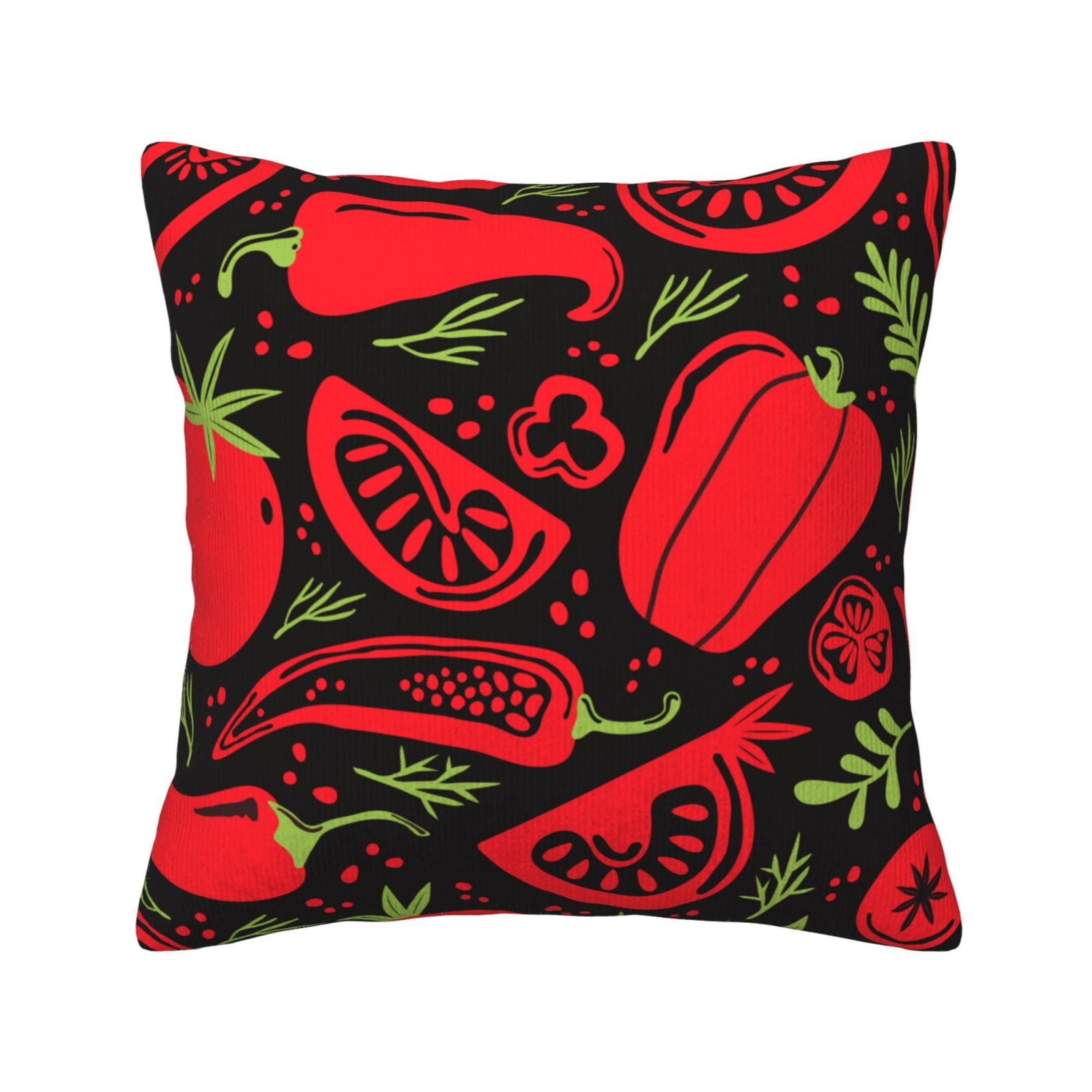Square Decorative Throw Pillow Covers with Core, Tomato Chili Peppers ...