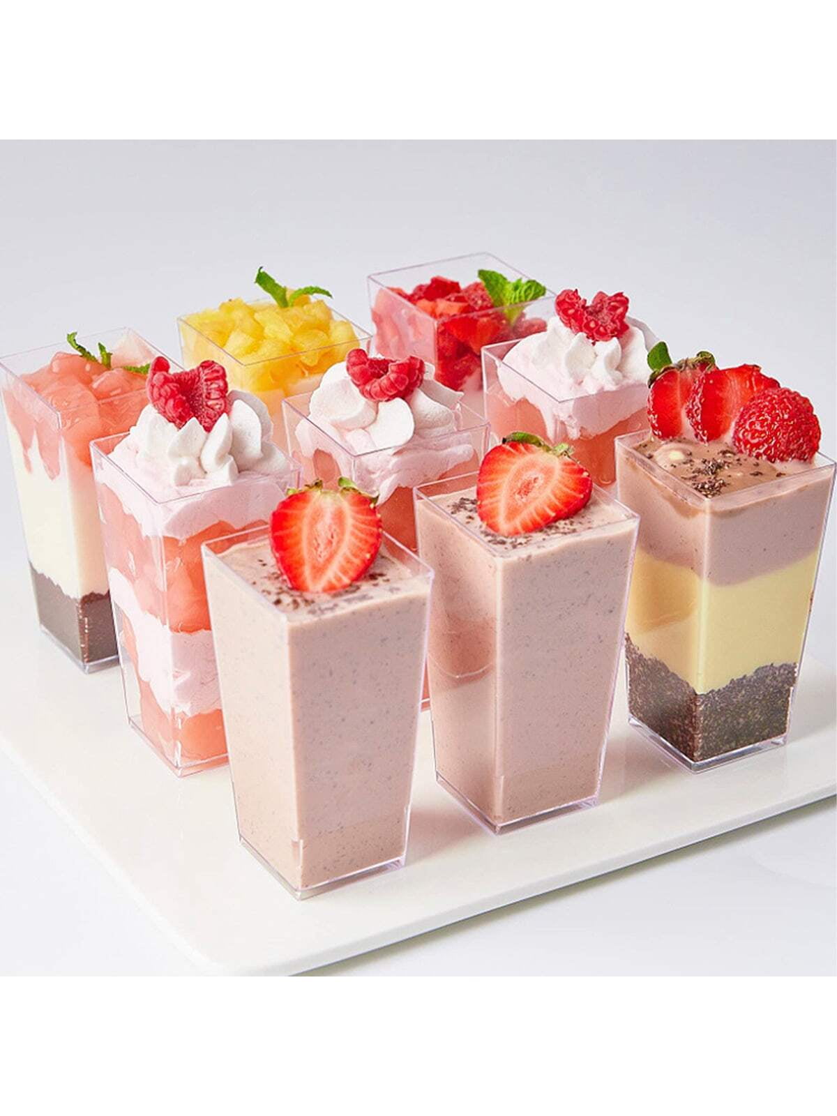 Square Dessert Cups, Plastic High Straight Square Mousse Cups, Cake ...