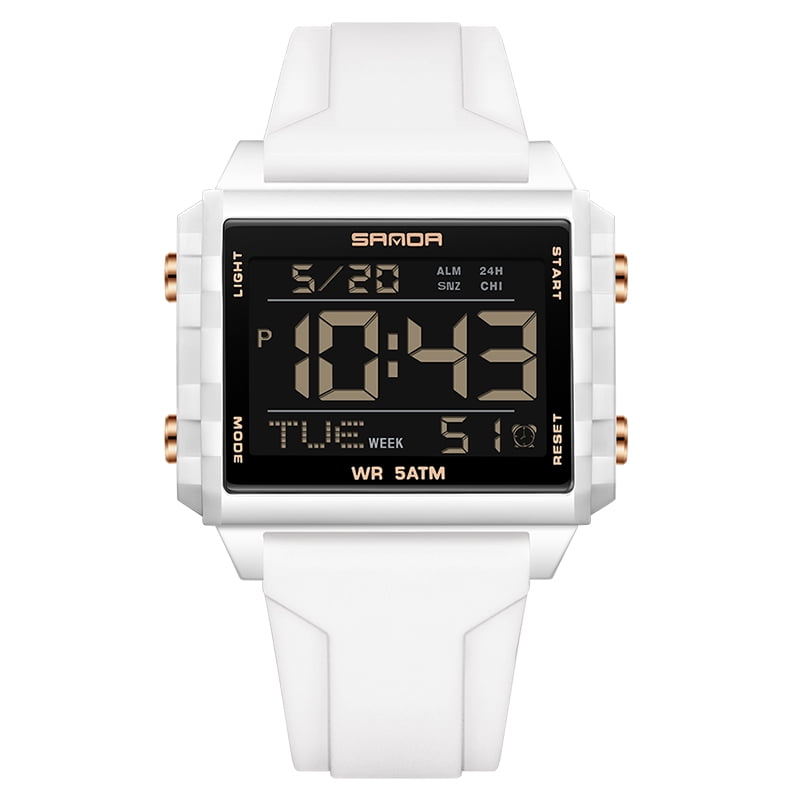 Square Digital Sports Watch - Transparent Case, Multi-Function Outdoor ...