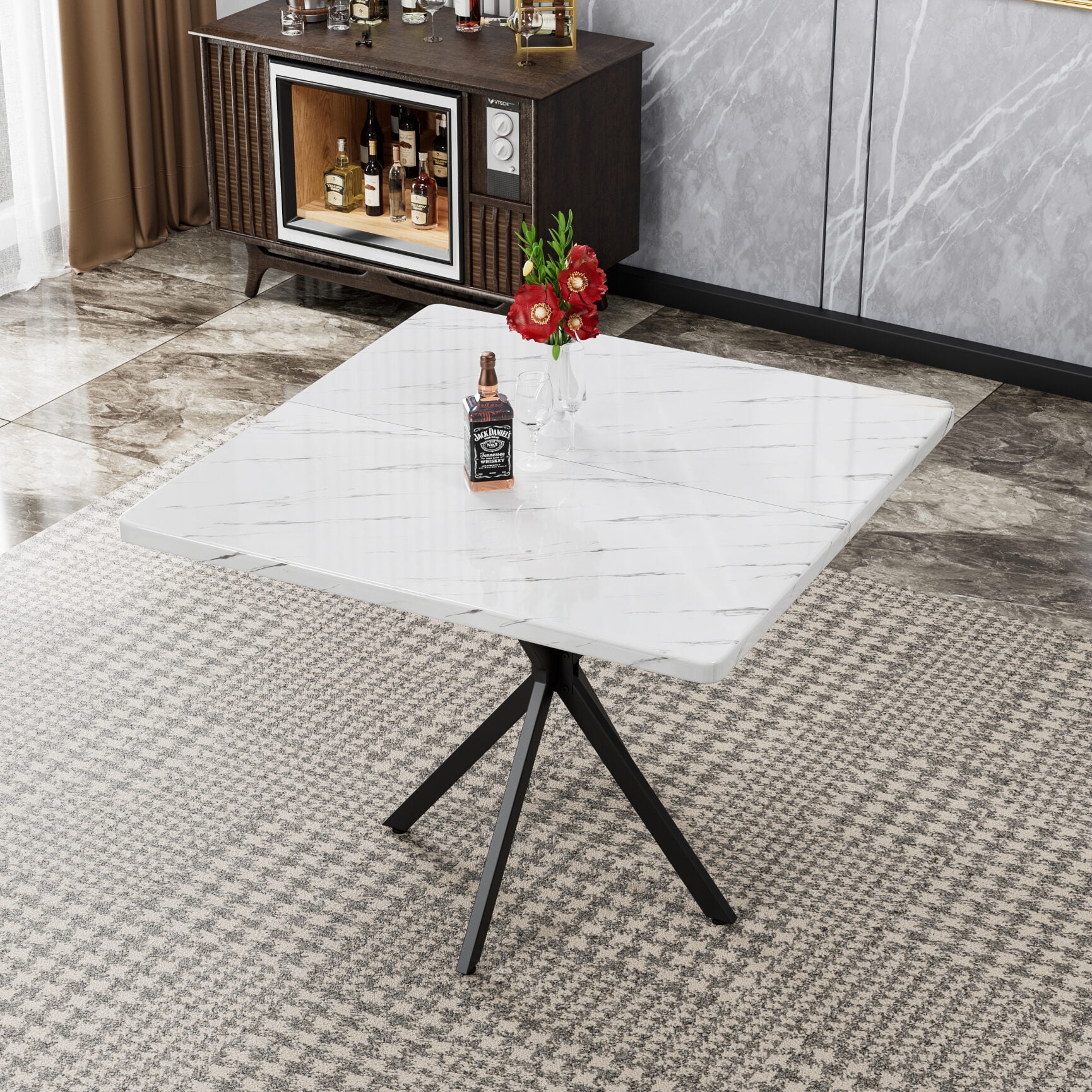 Square Dining Table, Mid Century Modern Square Dining Table for 4-6 ...