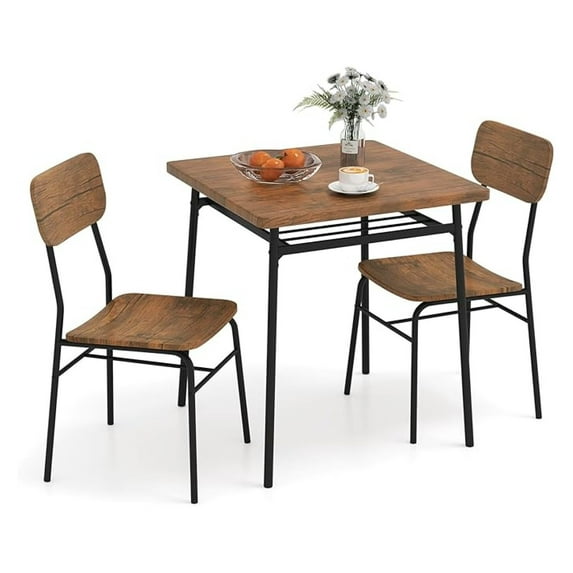 Square Dining Table Set for 2, Compact Metal Frame Kitchen Table ...