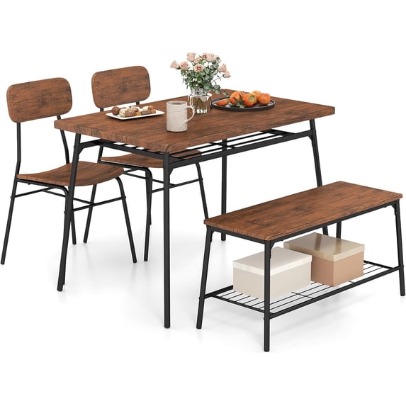 Square Dining Table Set for , Compact Metal Frame Kitchen Table ...