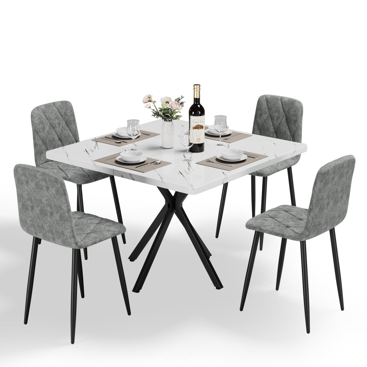 Square Dining Table Set Mid Century Modern Square Dining Table for 4 ...