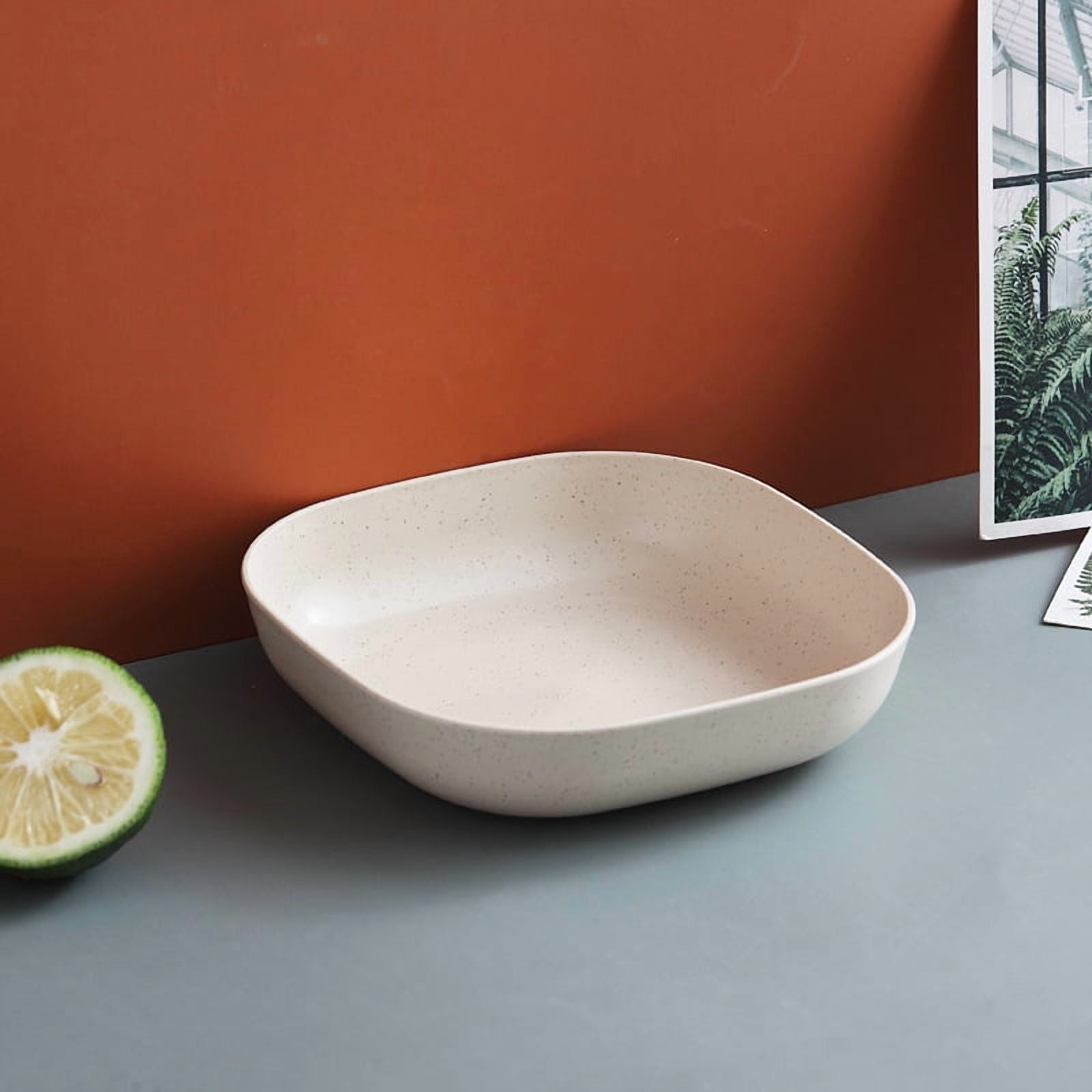 Square Disc Plastic Spit Bone Snack Plate Table Trash Tray Wheat Straw ...