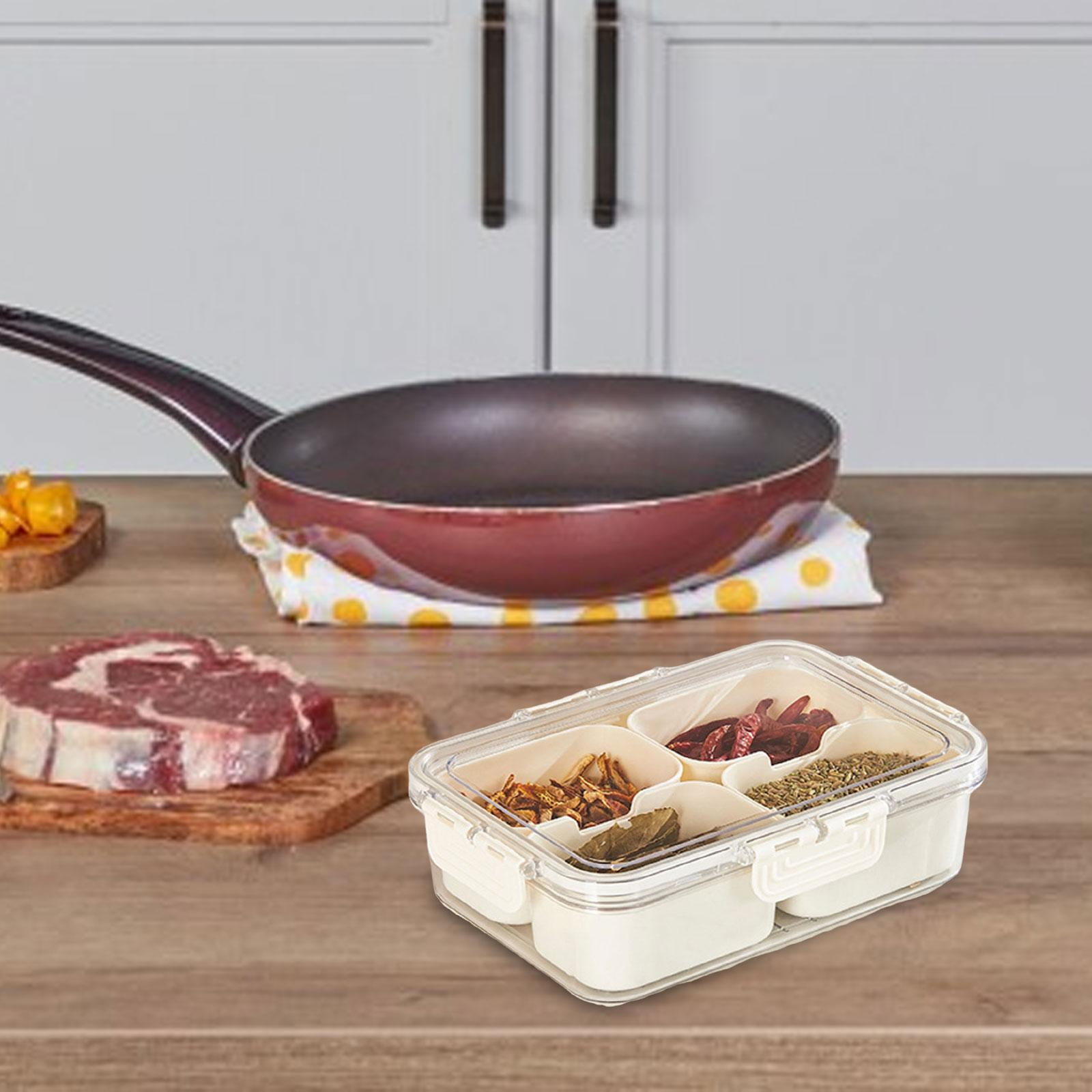 Square Divided Serving Tray with Lid, 4 Compartments Snack Tray Serving ...