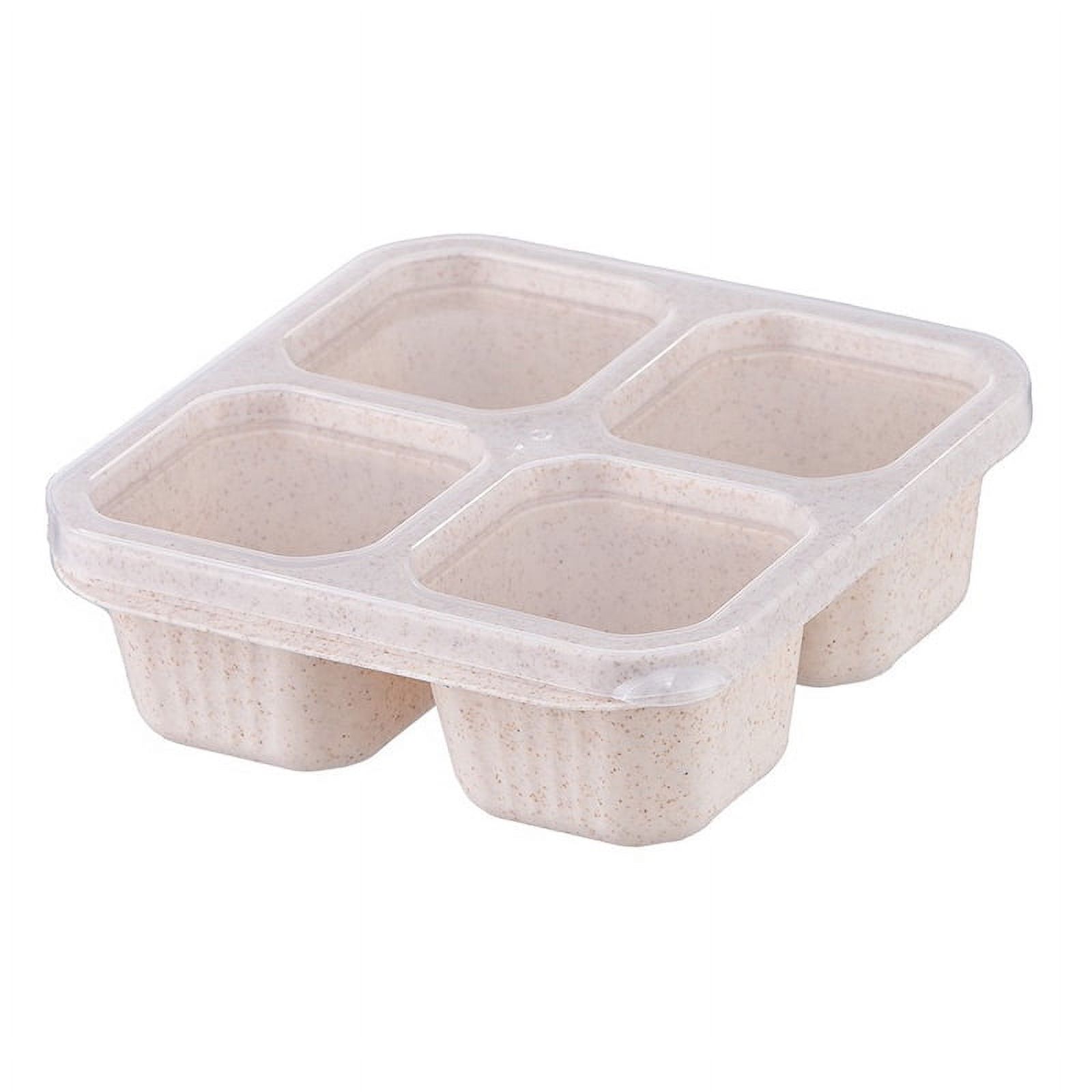 Square Divider Bento Box Reusable 4-compartment Food Container Snack ...