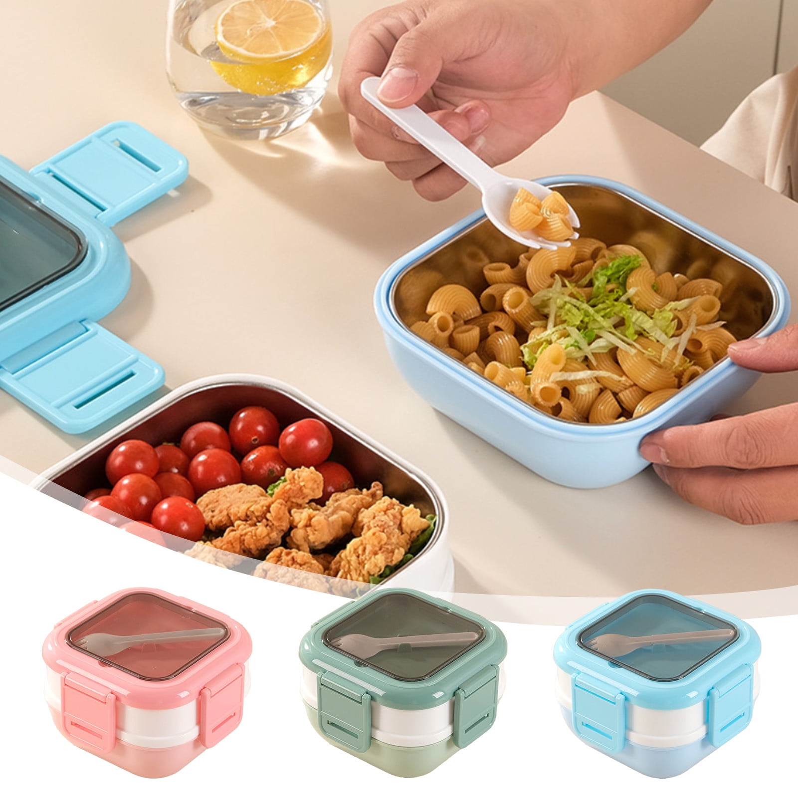 Square Double Layer Lunch Box | Food Grade Plastic | Leakproof ...