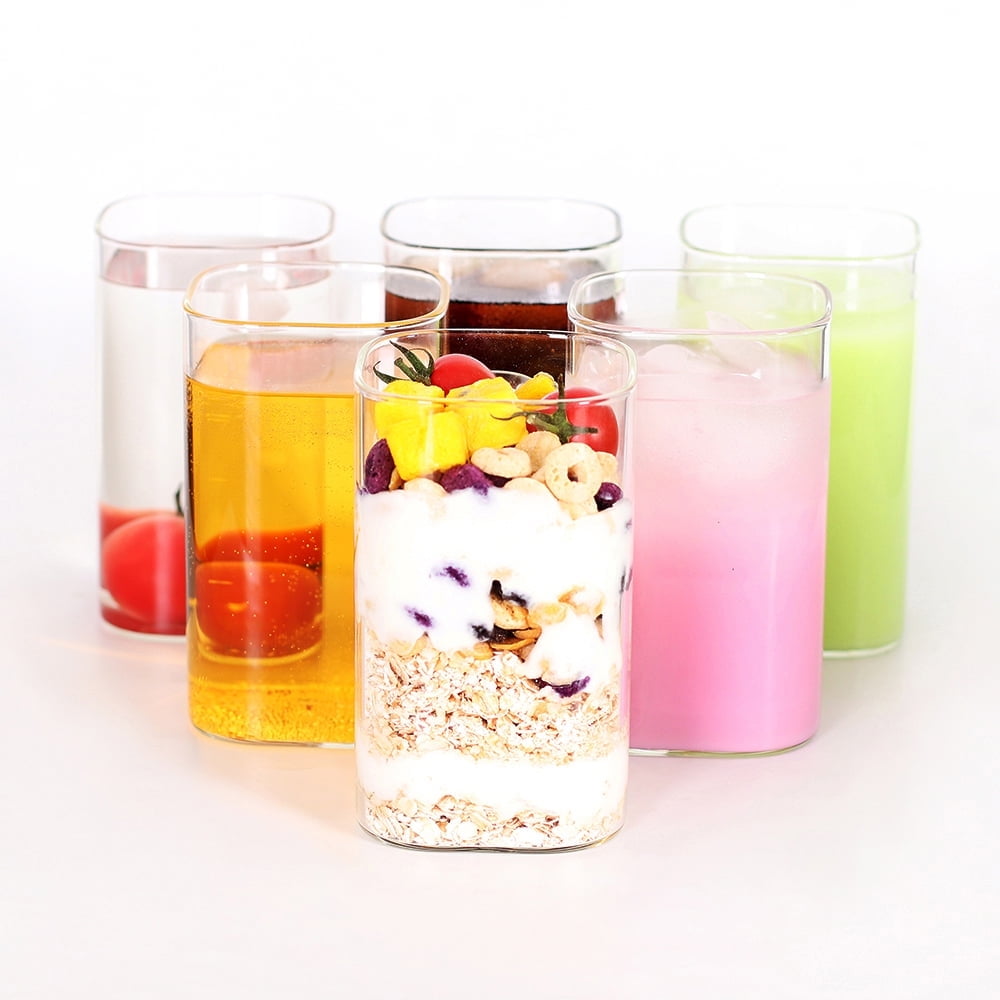 Square Drinking Glasses Set of 6 Square Glass Cups 13 oz Modern ...