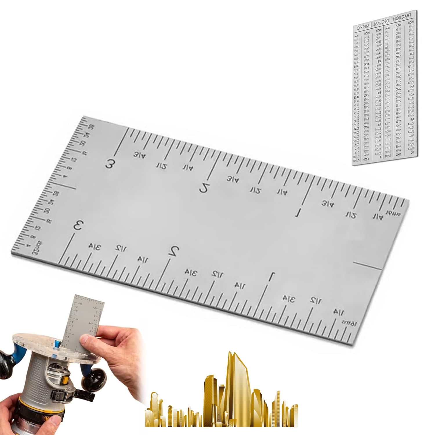 Square Edge Ruler,3'' Pocket Rule,Durable Stainless Slide Precision ...
