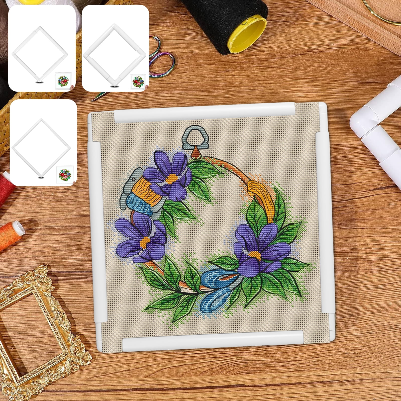 Square Embroidery Hoop Plastic Embroidery Frame Reusable Cross Stitch ...