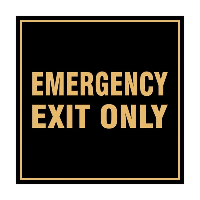Square Emergency Exit Only Sign (Black /Gold) - Small - Walmart ...