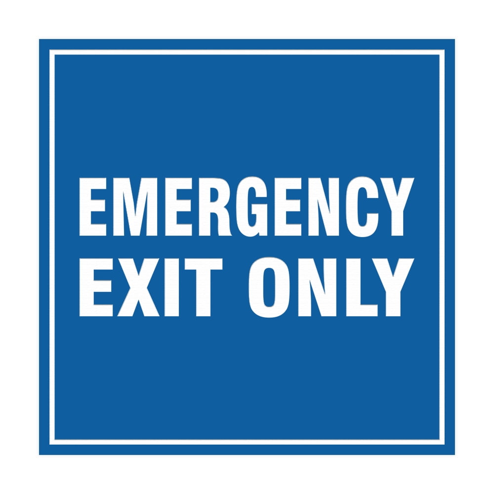 Square Emergency Exit Only Sign (Blue) - Large - Walmart.com