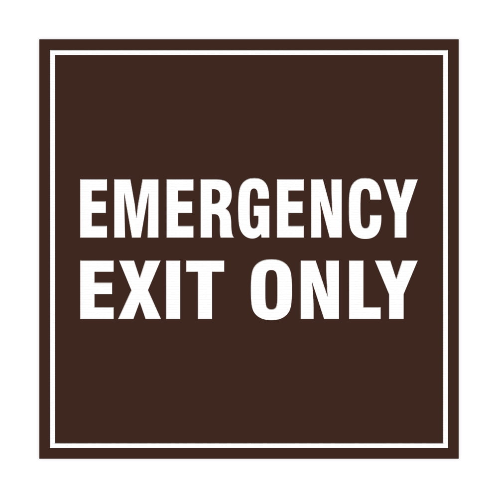 Square Emergency Exit Only Sign (Dark Brown) - Large - Walmart.com